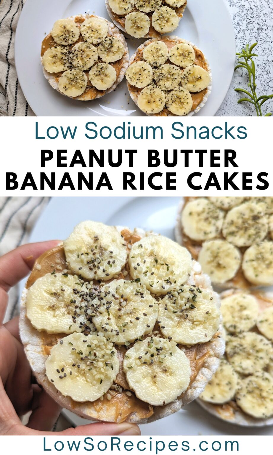 Rice Cake with Peanut Butter and Banana - Low Sodium Snacks